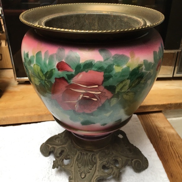 Accents | Vintage Victorian Hand Painted Ceramic And Brass ...